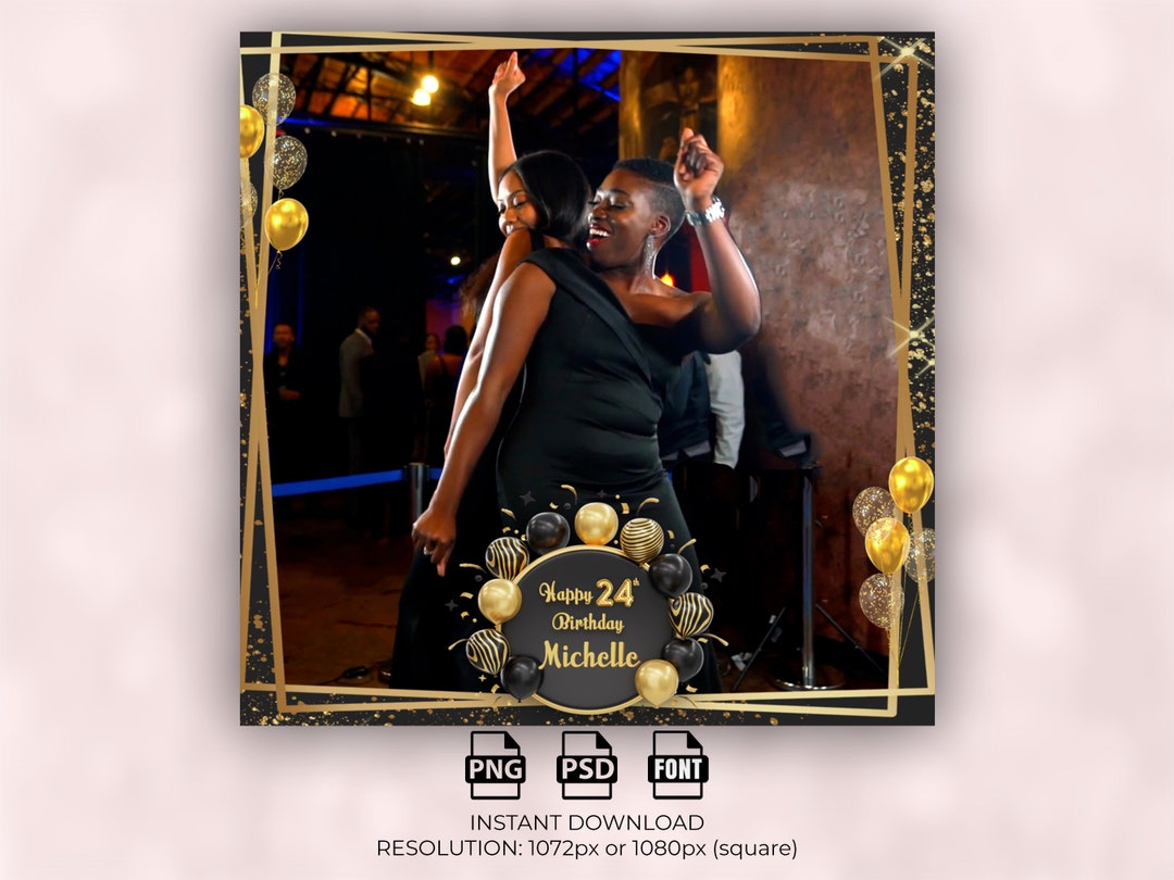 Birthday 360 Photo Booth Overlay, Happy Birthday 360 Video Booth Frame, 30th 40th 50th Birthday ...