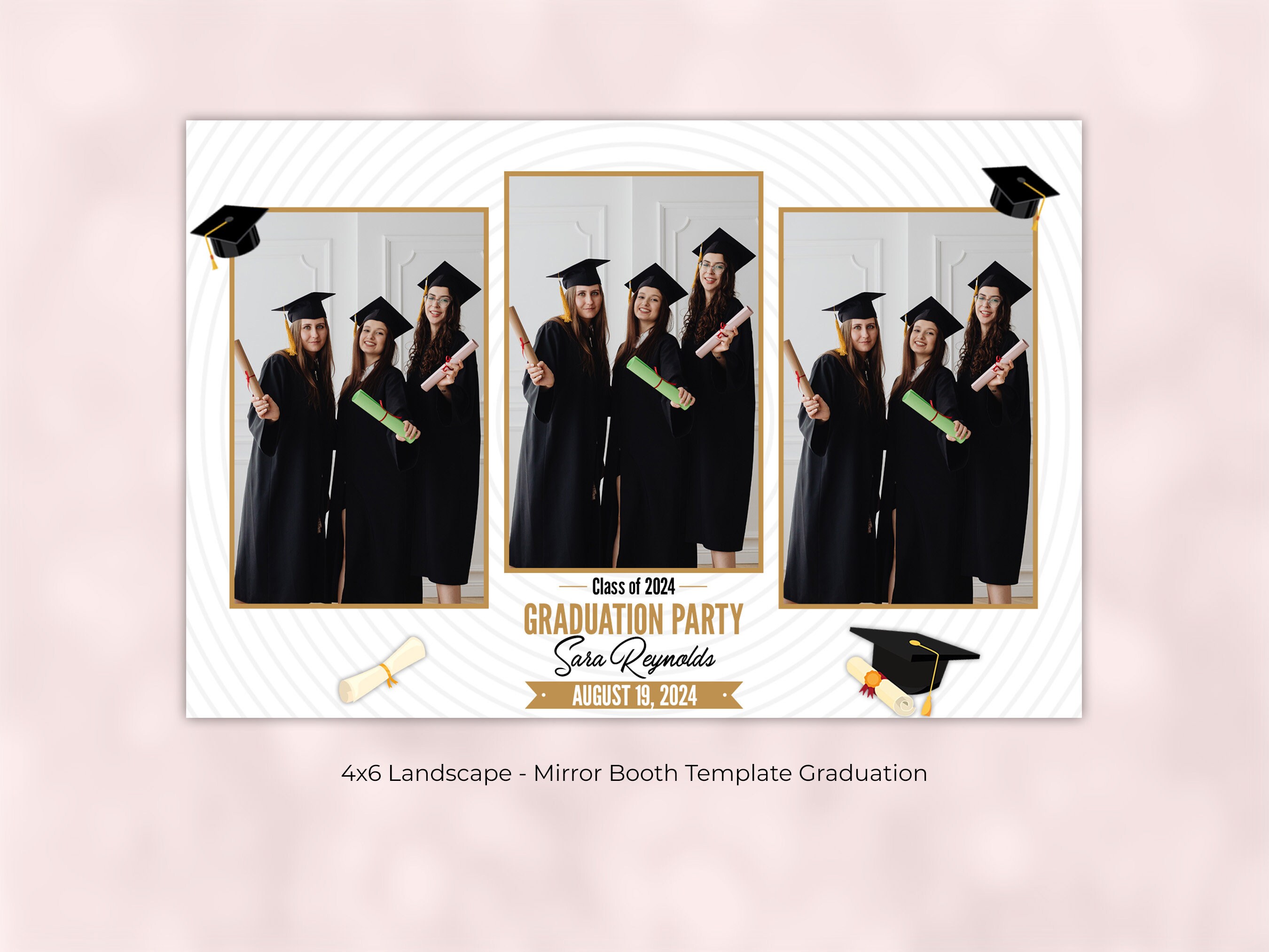 4x6 Graduation Photo Booth Template, 4x6 Landscape Graduation Party ...