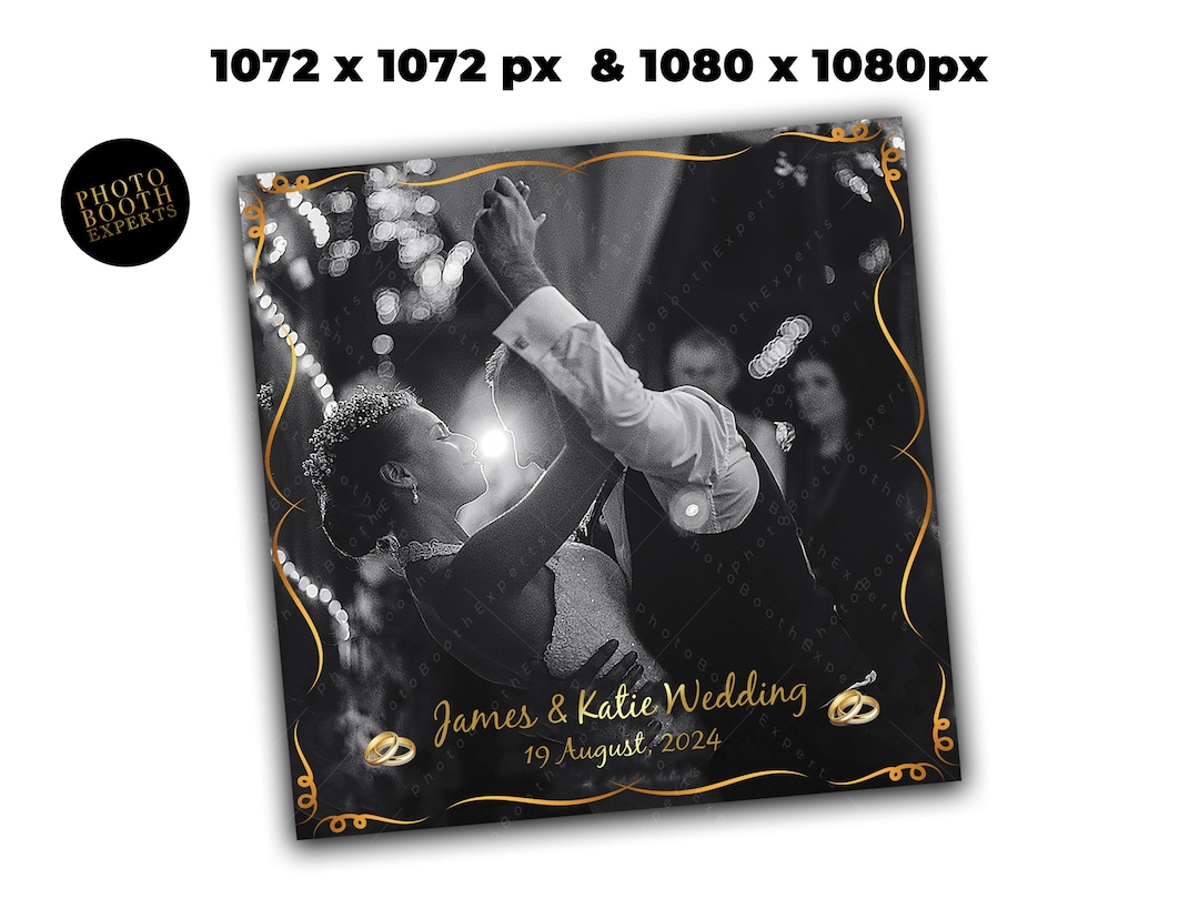360 Photo Booth Overlay Wedding Golden Frame, Gold 360 Spinner Booth ...