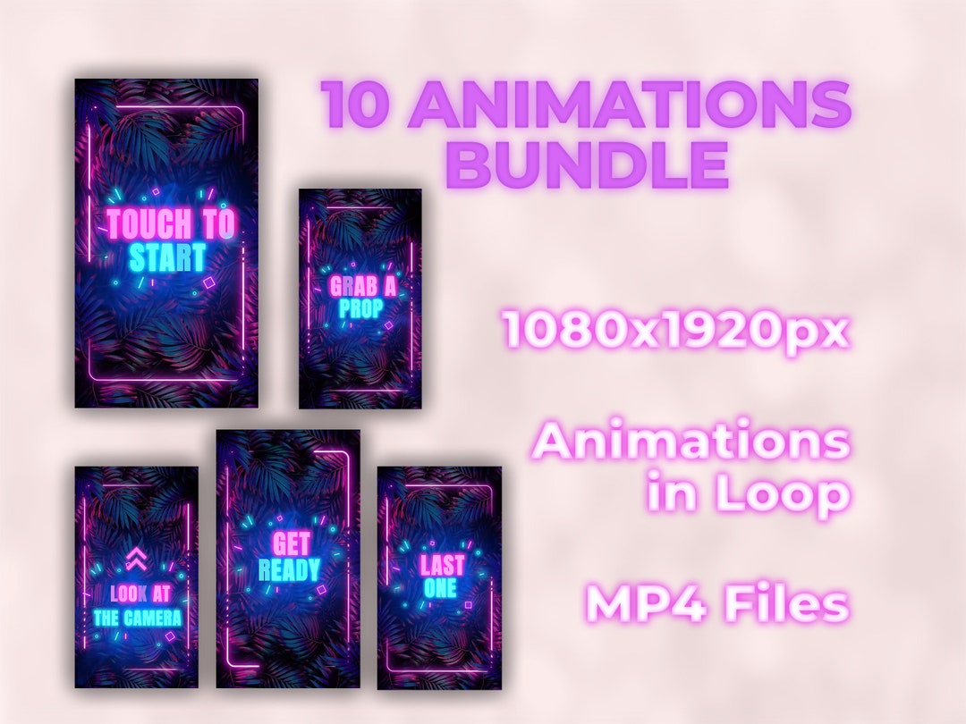 10 Mirror Booth Animations Bundle - Photo Booth Animation Neon Start ...