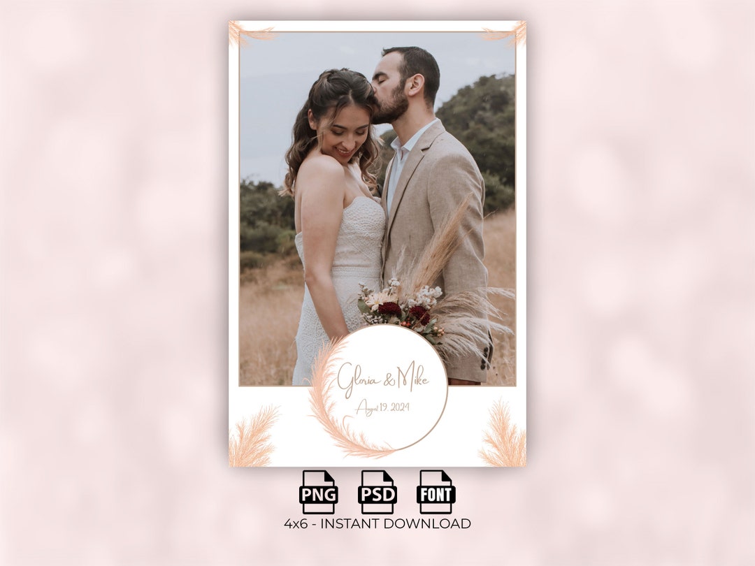 4x6 Boho Weeding Photo Booth Template, 4x6 Pampas Grass Photo Booth ...