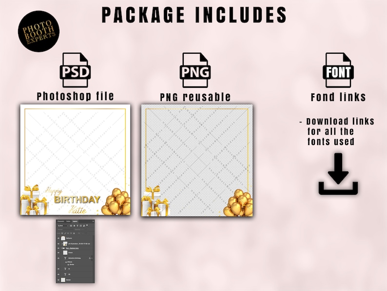 Happy Birthday 360 Photo Booth Overlay White and Gold 360 Photo Booth ...