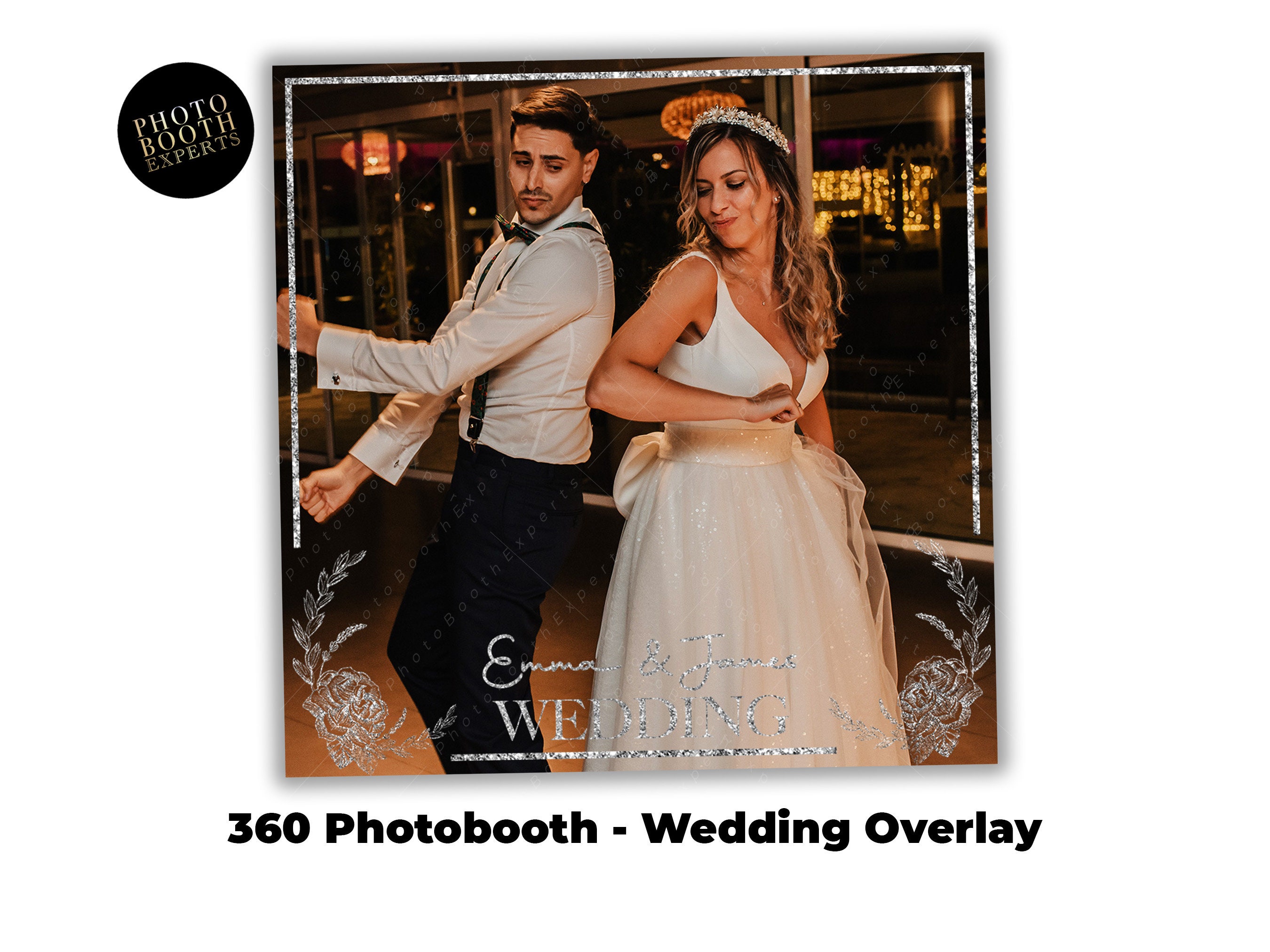 Silver Glitter Wedding 360 Photo Booth Overlay (PNG Transparent) - Etsy