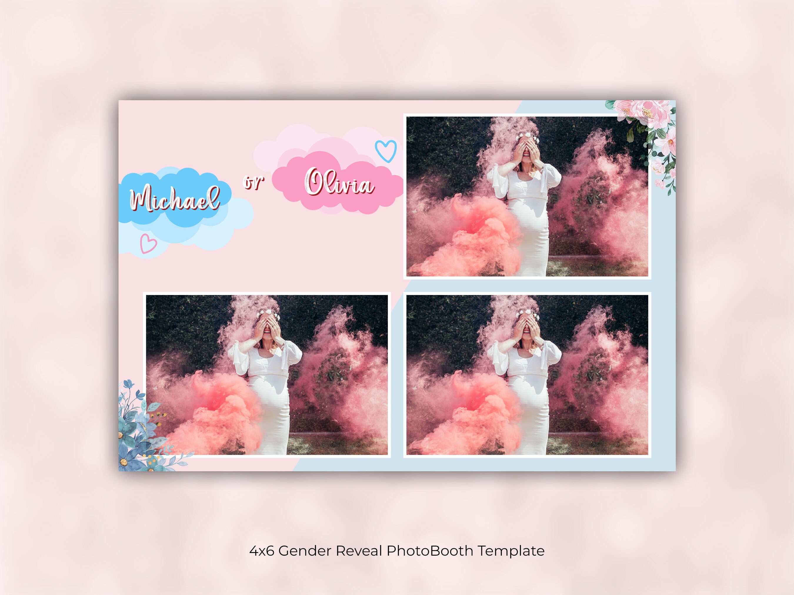 Gender Reveal Photo Booth Template, 4x6 Boy or Girl Photobooth Frame ...