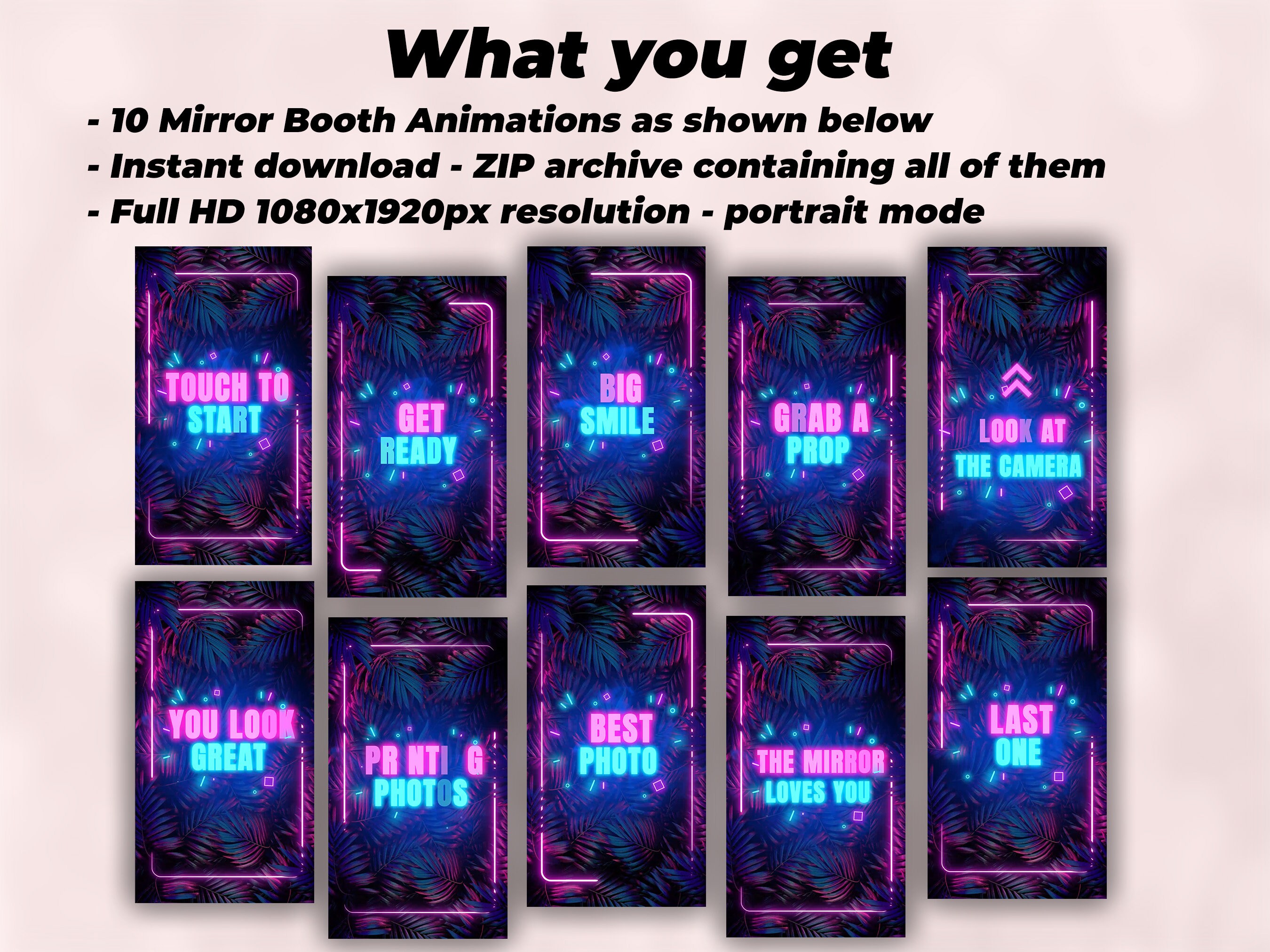 Neon Tropical Photo Booth Animations: Touch to Start Screens (digital Download) - Etsy