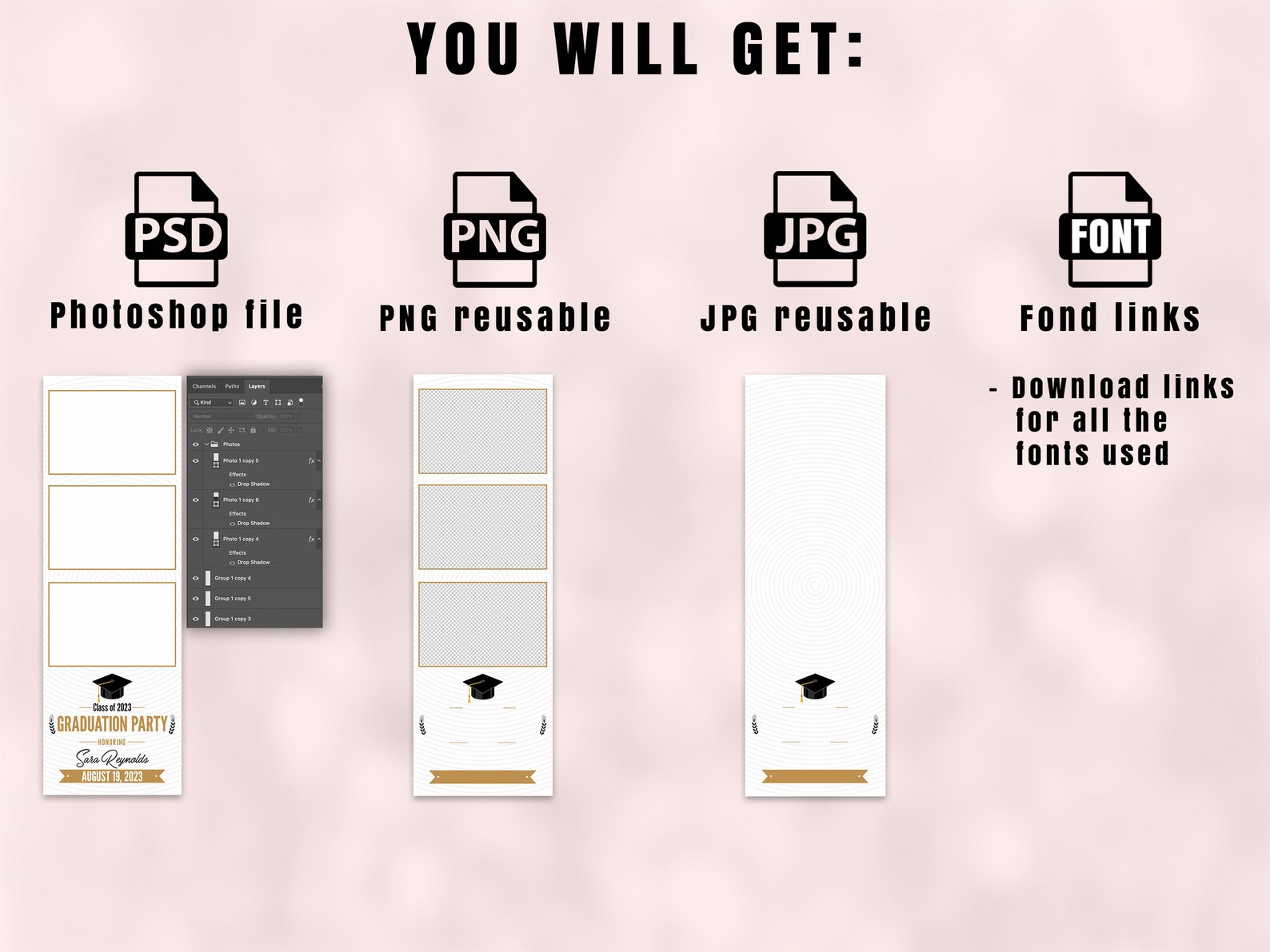 Graduation Photo Booth Template: 2x6 Prom Party Layout (PSD File) - Etsy