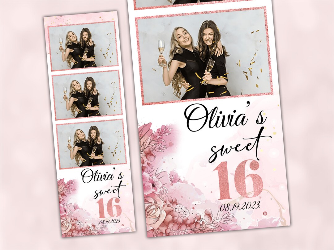 Sweet 16 Photo Booth Template|pink Rose Gold Sweet Sixteen Photobooth ...