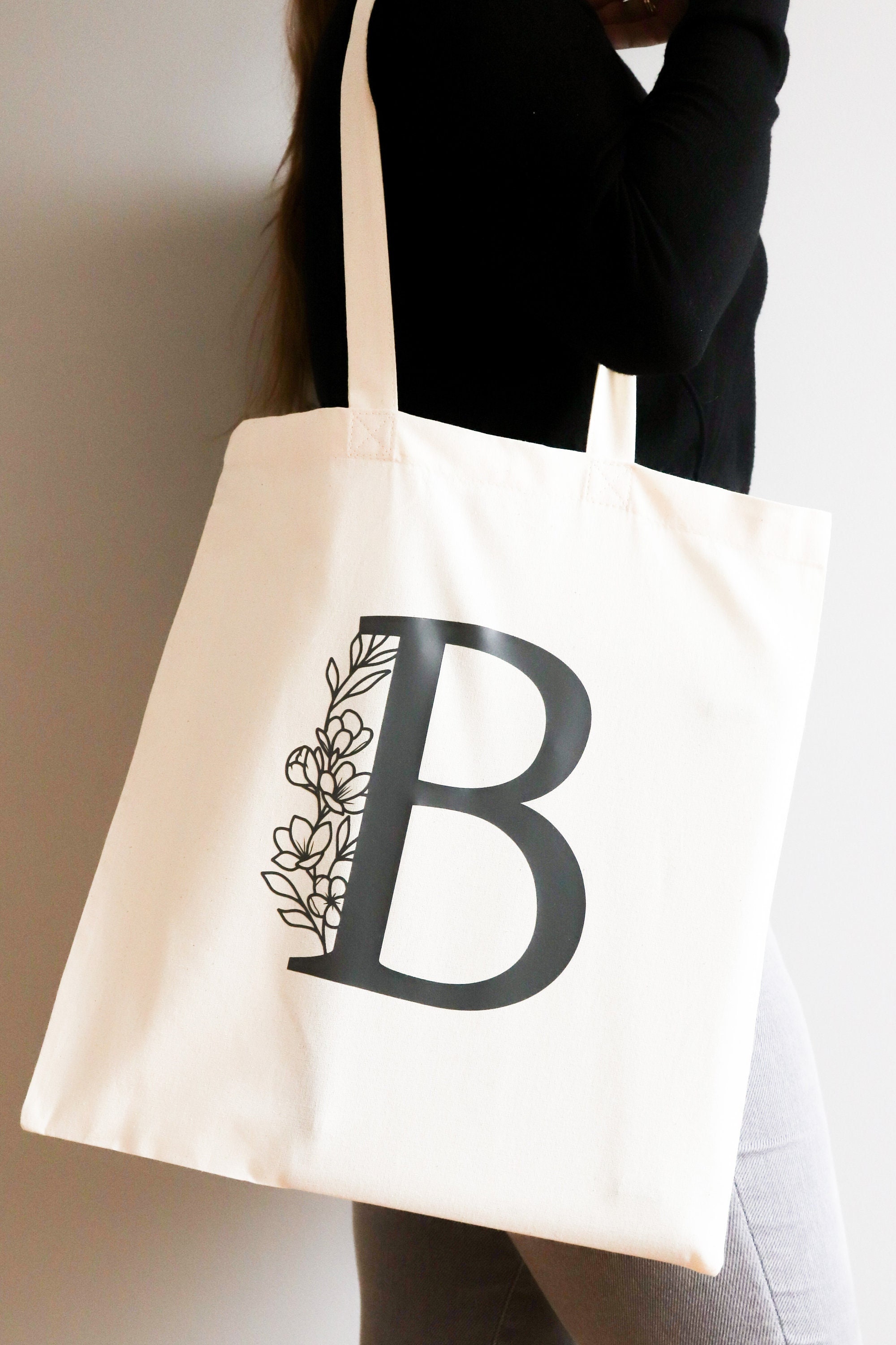 Tote Bag, Decorated Cloth Bag, Bag With Initial, Reusable Bag ...