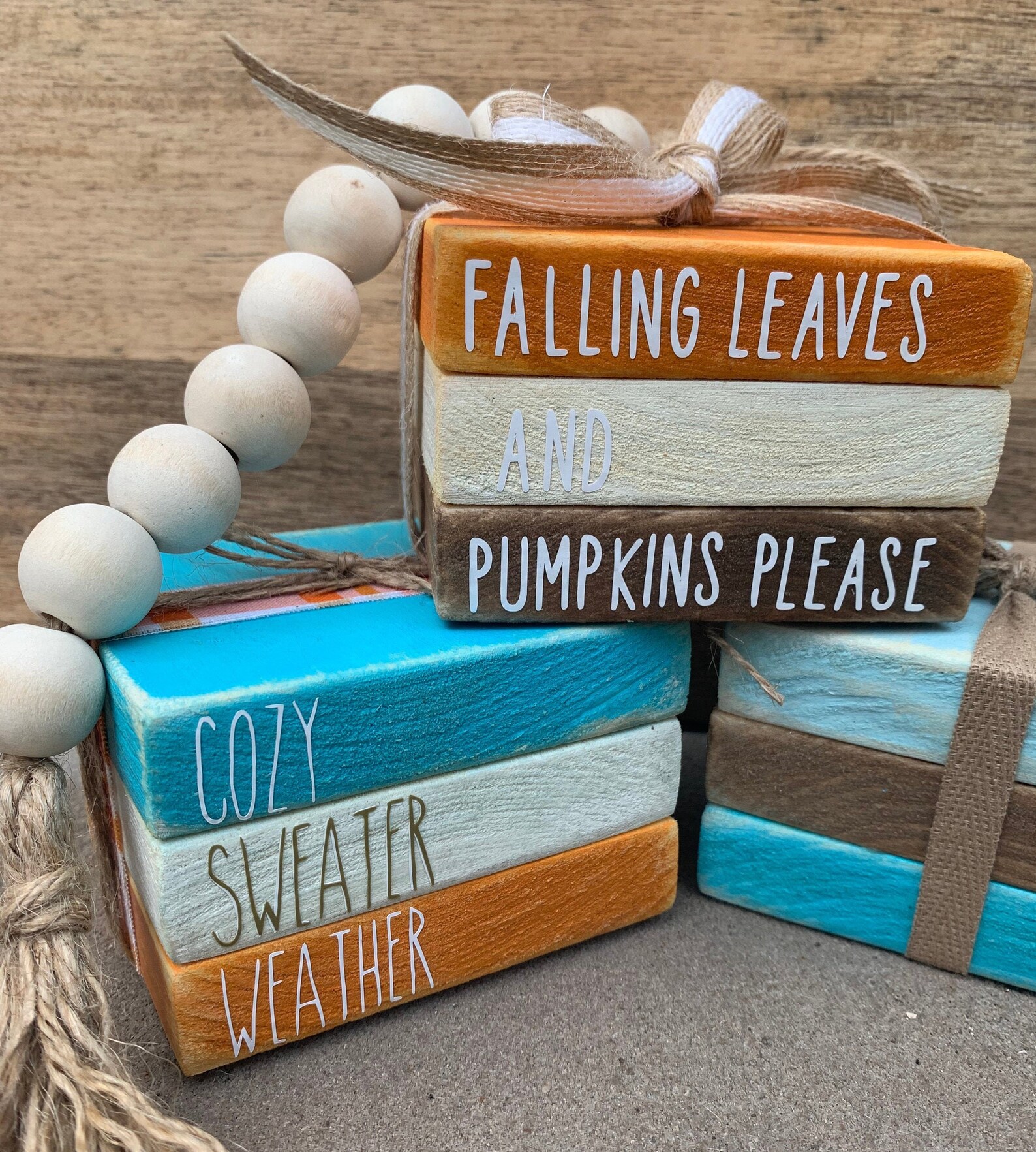 Mini Book Stack Wood Farmhouse Tiered Tray Decor Fall Shelf - Etsy