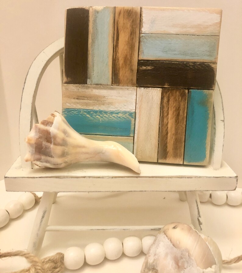 BEACH HOUSE Set of 4 Handmade Wood COASTERS set Coastal | Etsy