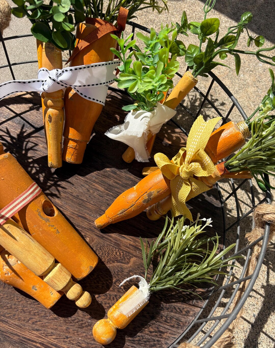 UPCYCLED SPINDLE CARROTS Chunky Rustic Wood Easter / Spring Carrot ...