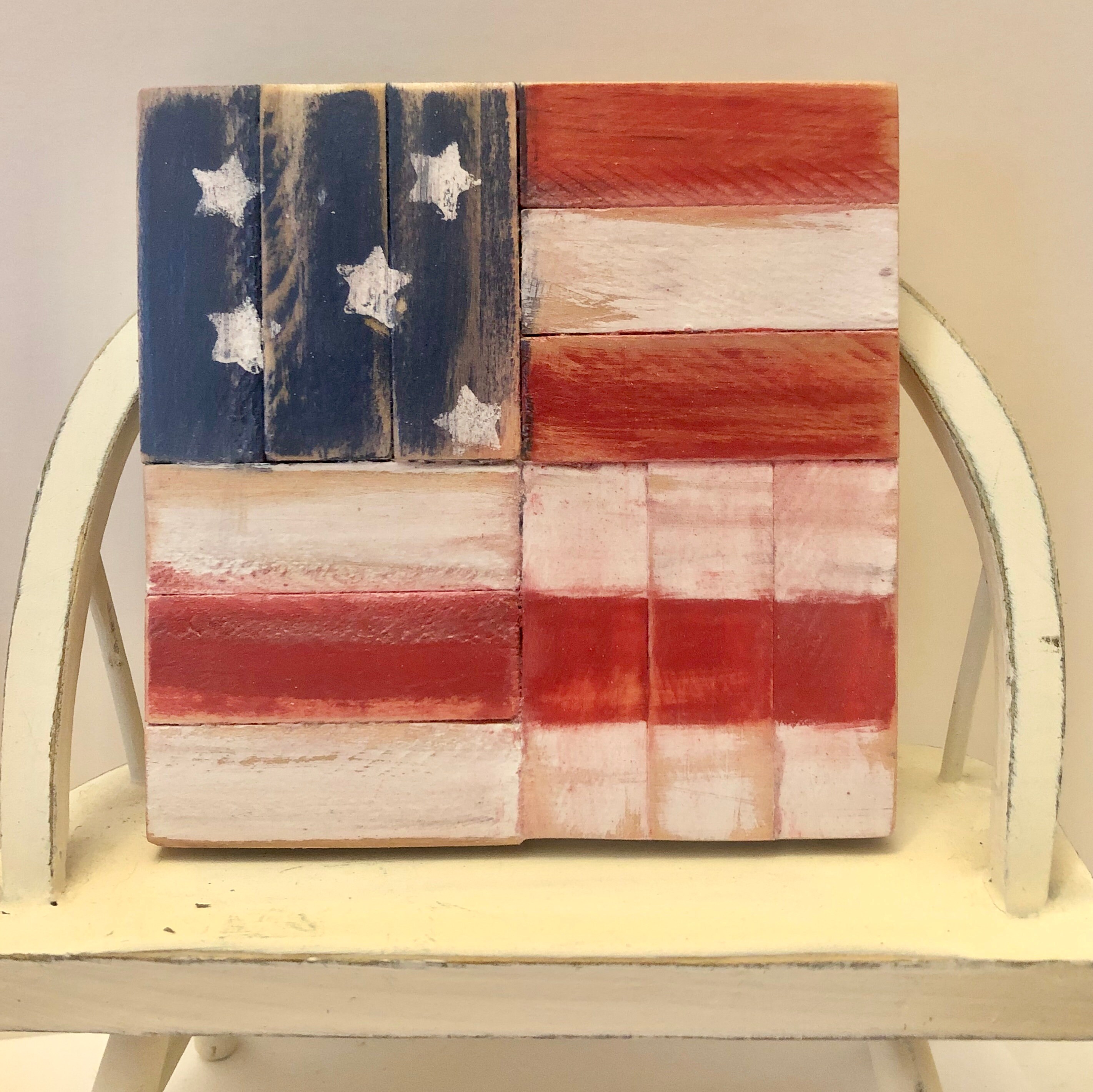 American Flag SET of 4, Handmade WOOD COASTERS Red/white/blue Farmhouse ...