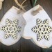 Chunky Rustic Wood Mittens CHRISTMAS ORNAMENTS Pair White Red Black ...