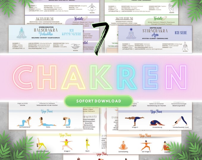 Chakra Chart, 7 Chakras Informational Chart, Laminated Chakra One-sided Chart, Chakra Basics ...