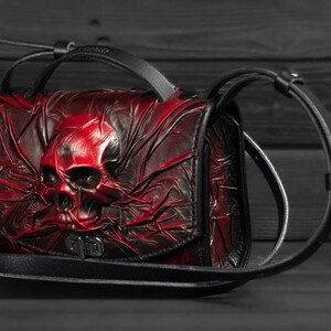High Quality Handmade Red Leather Cluth Skull, Red Leather Clutch ...