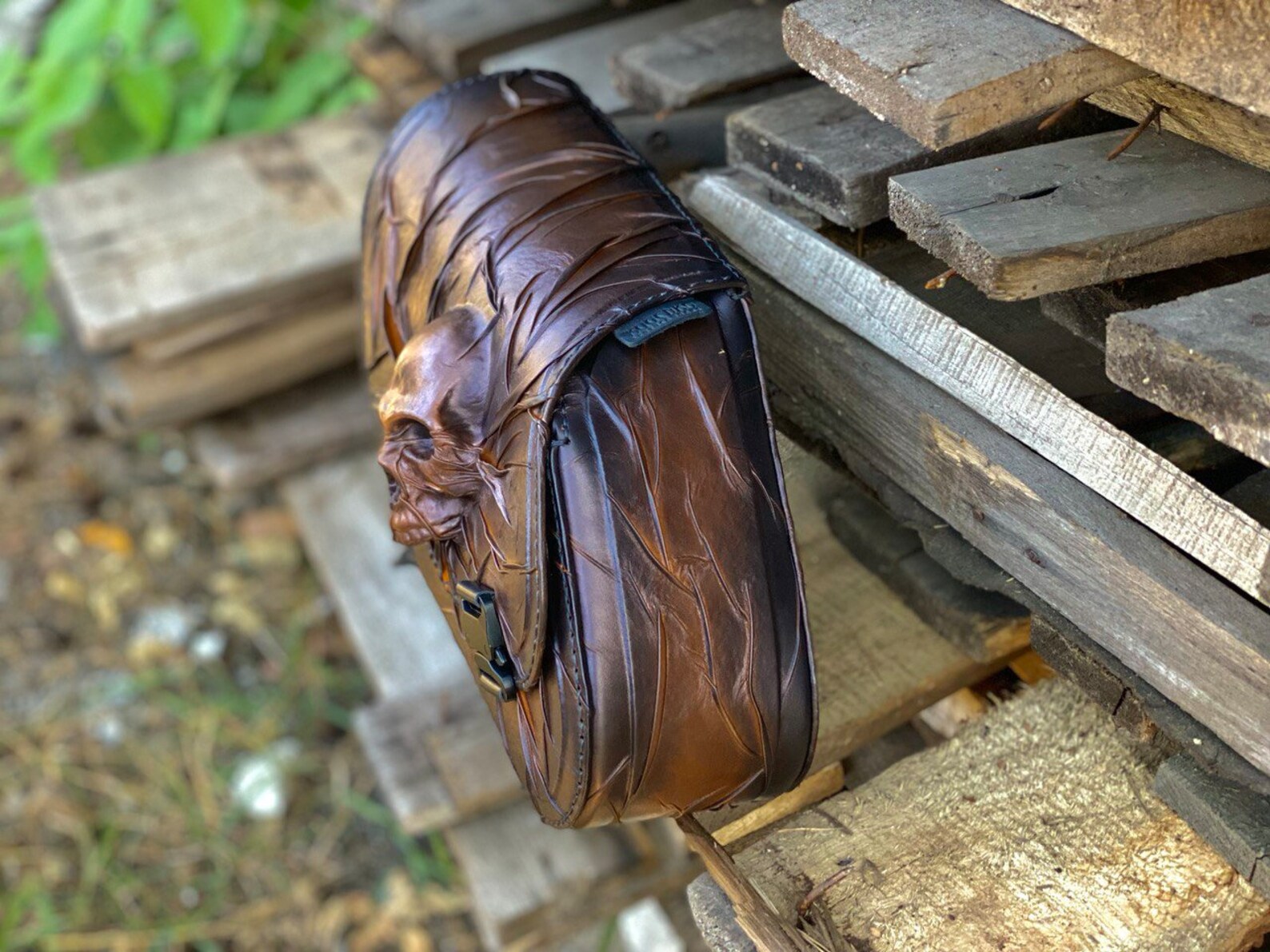 Motorcycle's Brown Leather Swingarm Bag for Indian Scout, Left Side ...