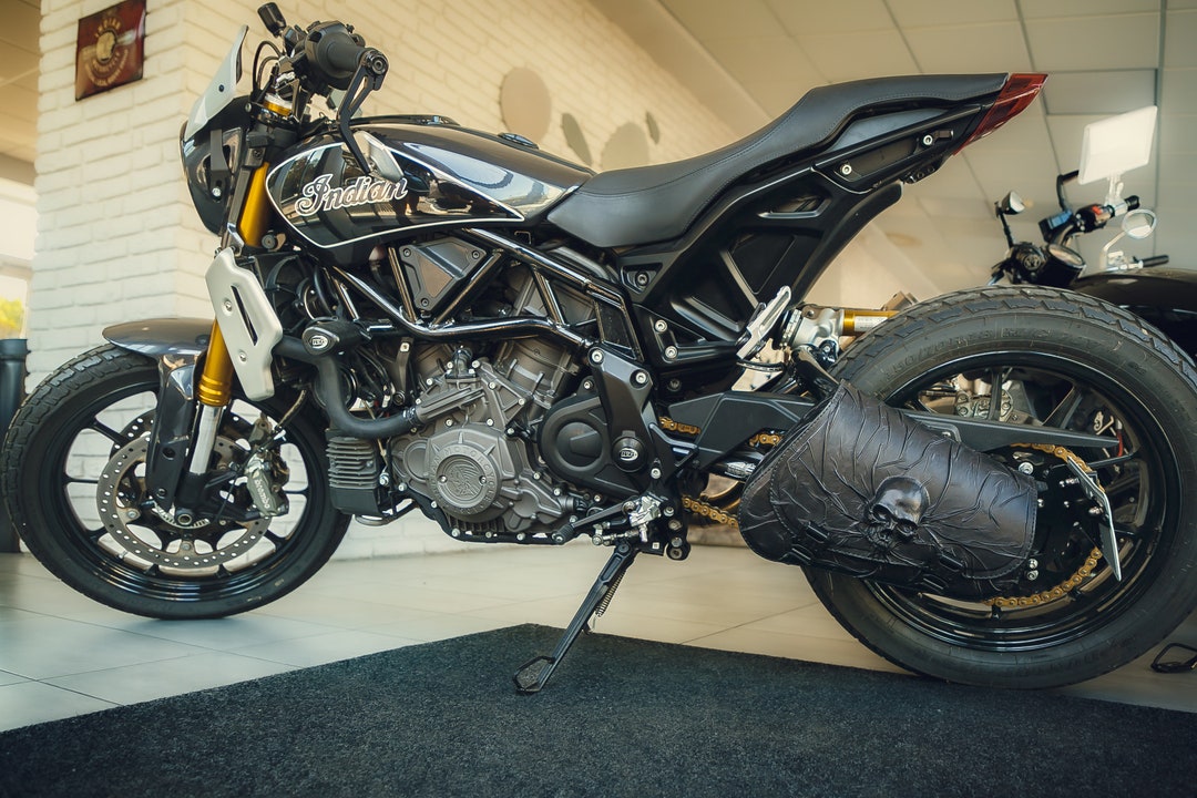 Motorcycle's Black Leather Swingarm Bag Skull, Motorcycle's Black ...