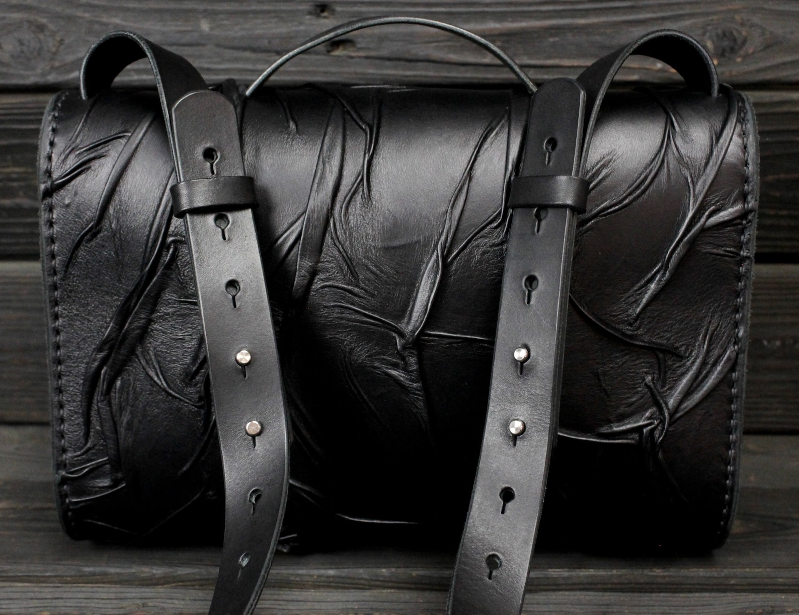 Custom Design Black Leather Bag With Gothic Skull Handmade - Etsy