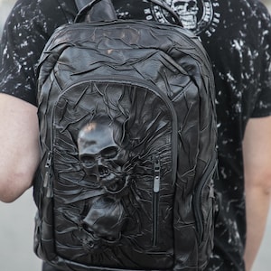 Black Leather Backpack Skulls, Big Black Leather Backpack Skulls ...
