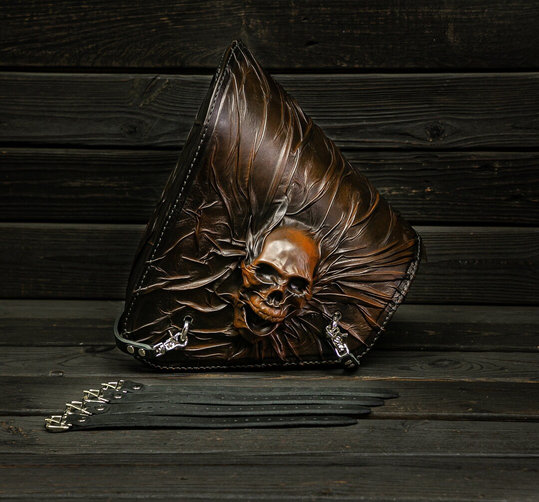 Motorcycle's Brown Leather Swingarm Bag Skull, Motorcycle's Brown ...