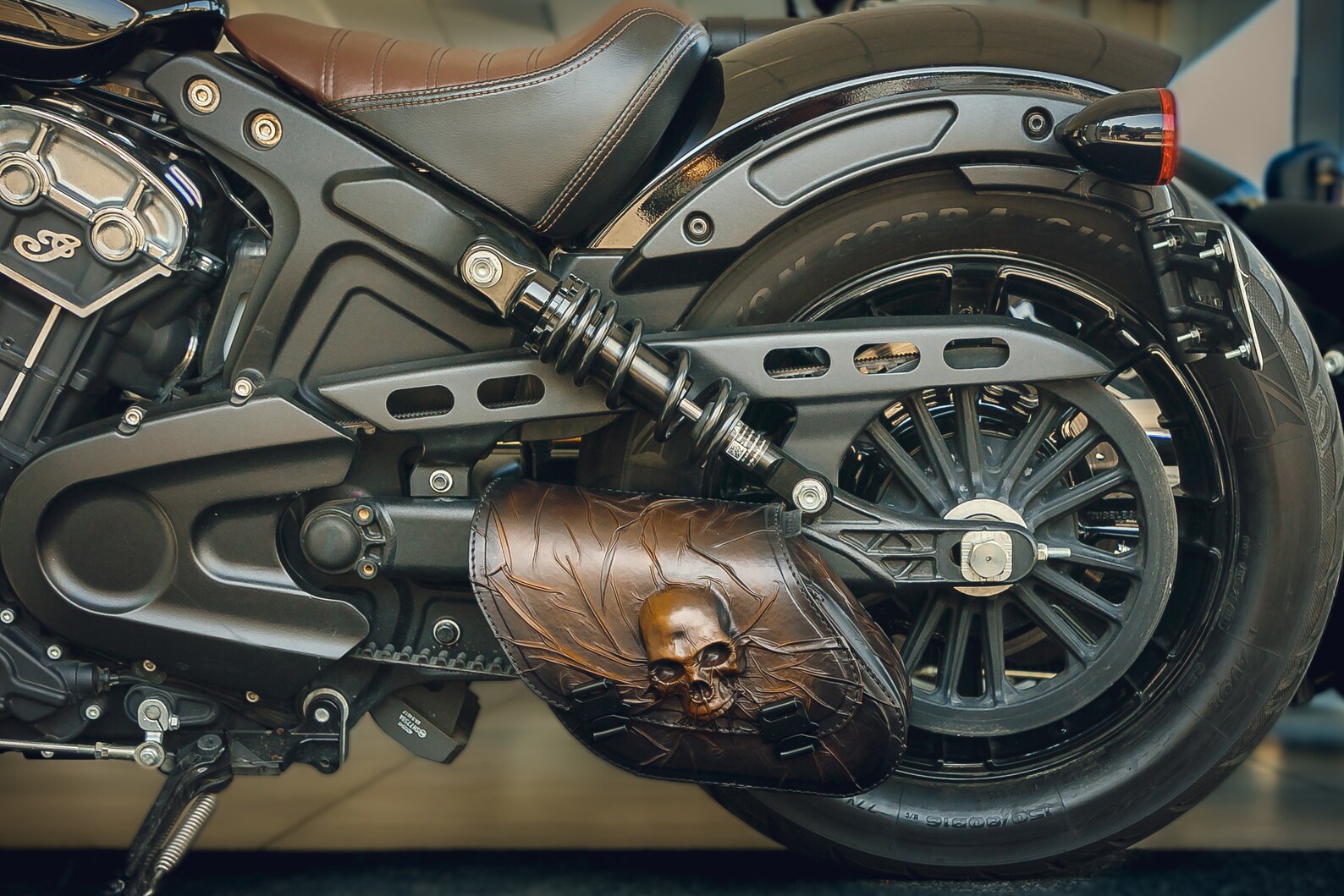 Motorcycle's Brown Leather Swingarm Bag for Indian Scout, Left Side ...