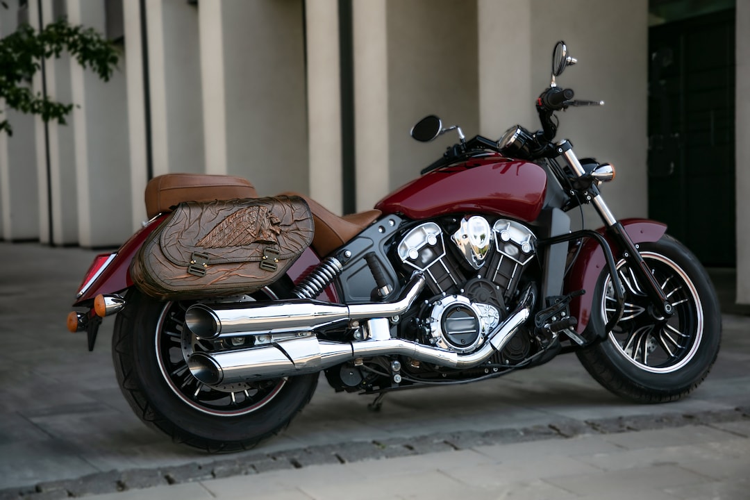 Universal Motorcycle's Brown Leather Saddlebag Indian Roach Skull ...