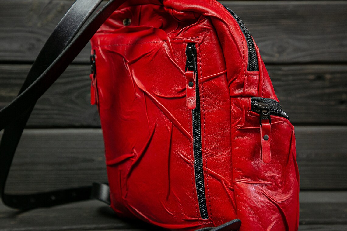 Red Leather Women Backpack Skull Gothic Style Custom Design - Etsy