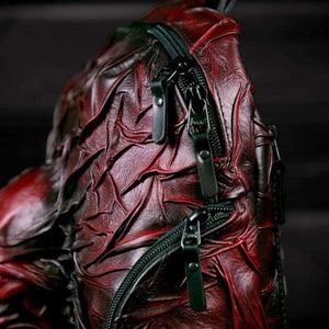 Women's Red Leather Backpack Skull, Handmade Red Leather Backpack Skull ...