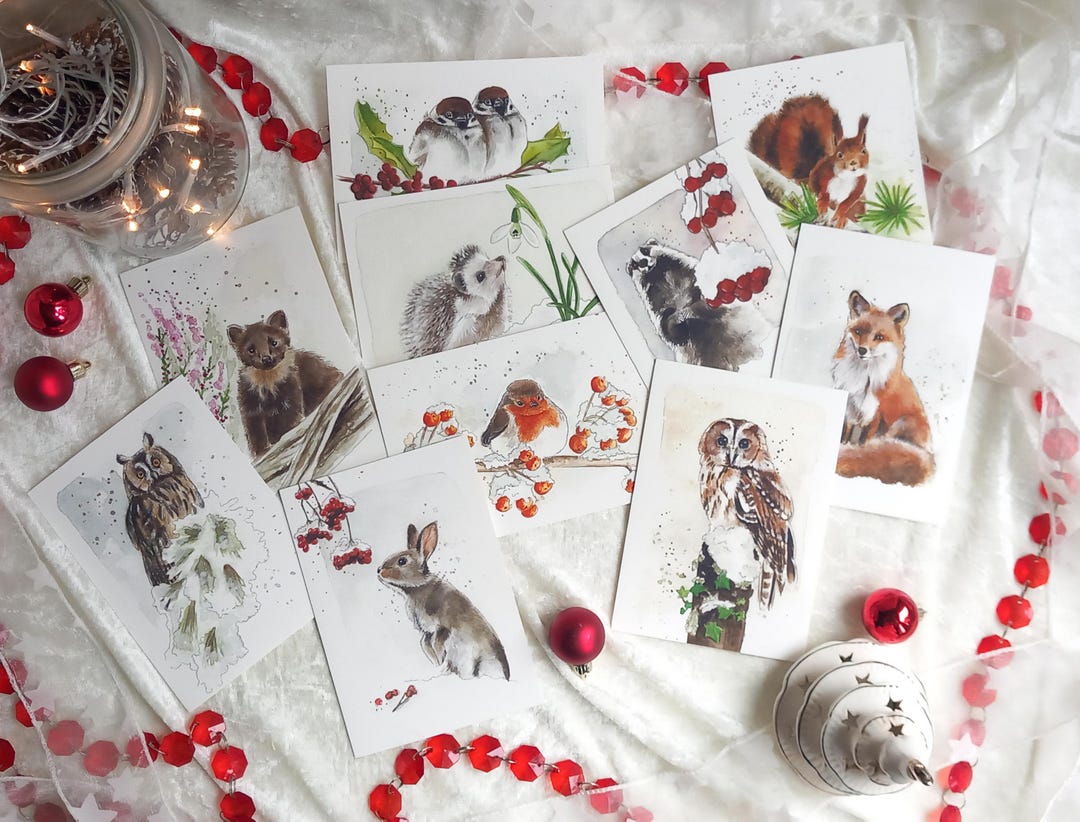 Set of 10 Postcards "winter Forest Animals", Greeting Cards From My ...