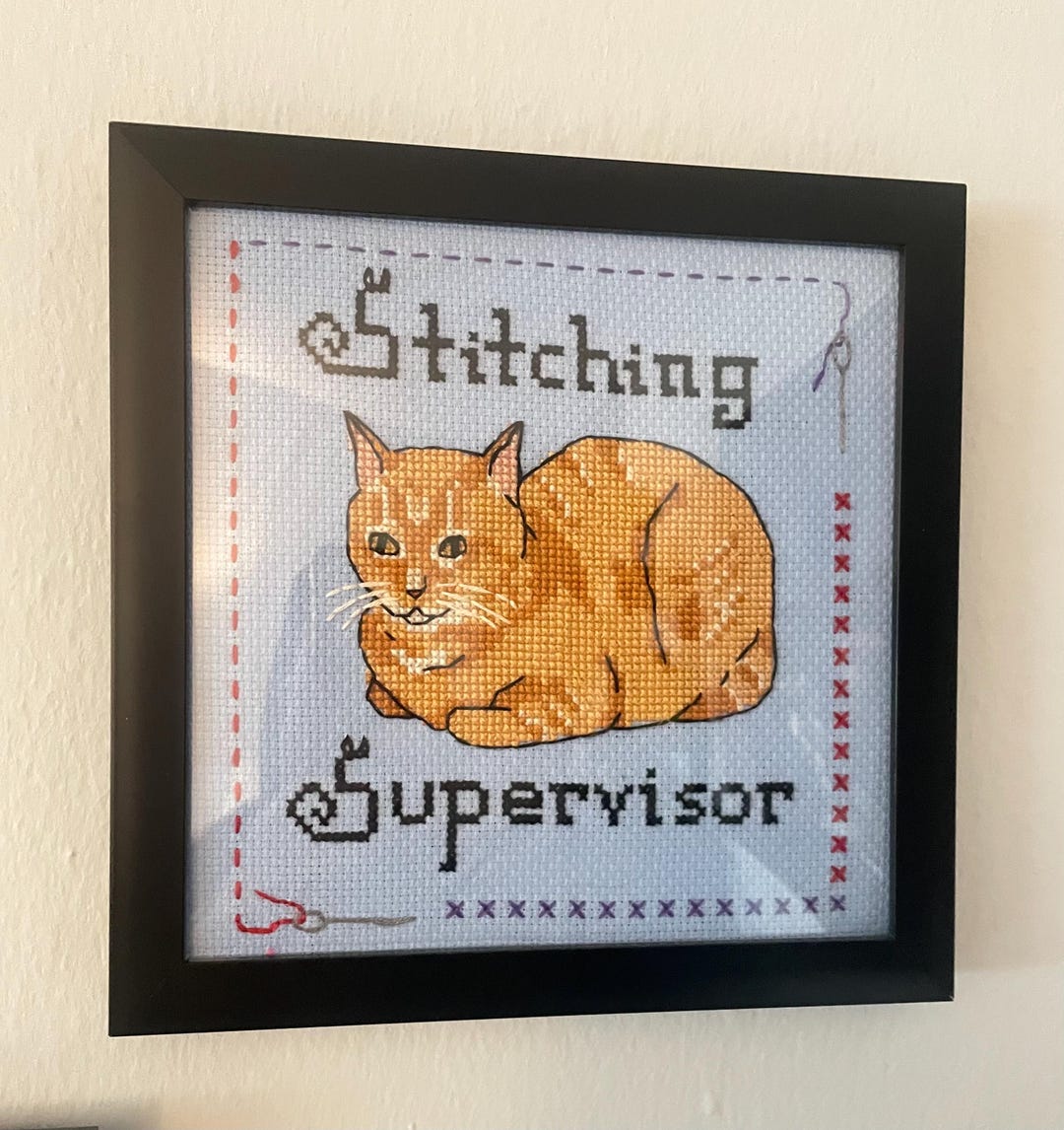 Cross Stitch Pattern | Stitching Supervisor | Orange Tabby Cat, Cute ...