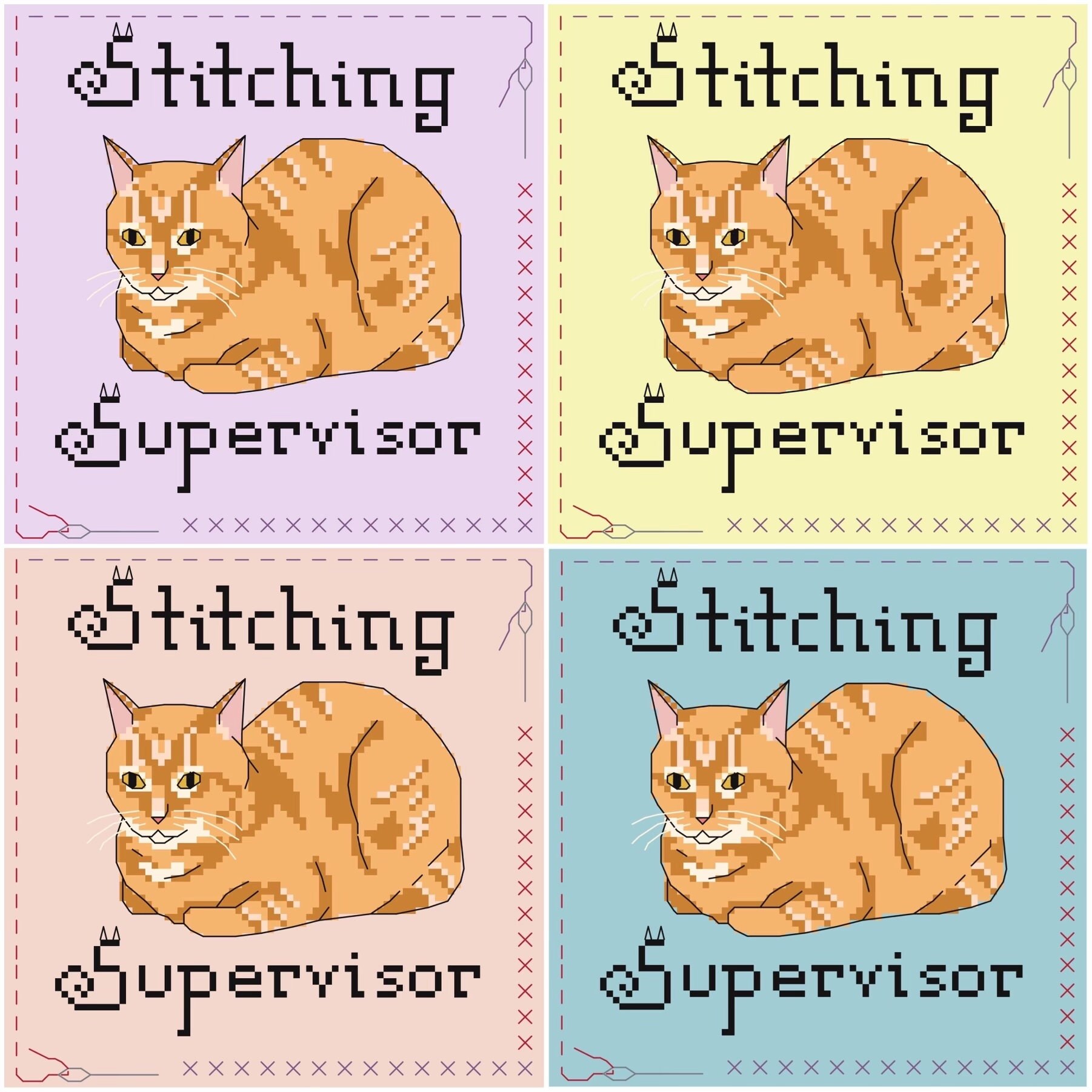 Cross Stitch Pattern | Stitching Supervisor | Orange Tabby Cat, Cute ...