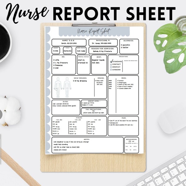 Simple Nurse Report Sheets - Etsy