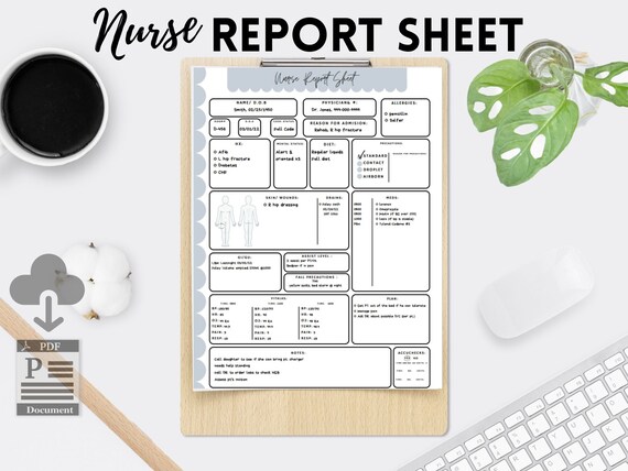 Simple Nurse Report Sheet | Etsy