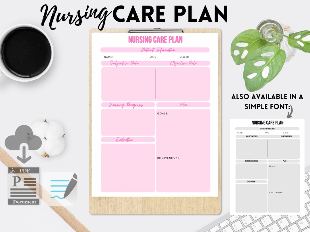 Nursing Care Plan Template - Etsy
