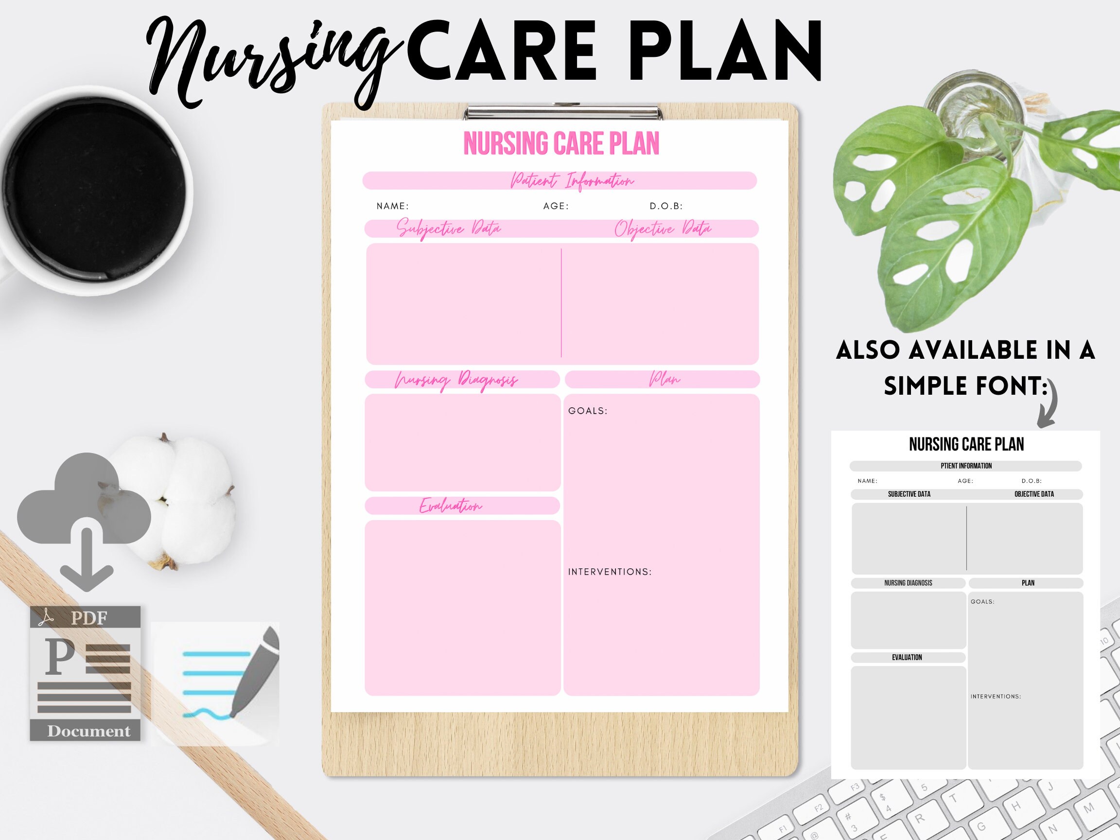 Nursing Care Plan Template - Etsy