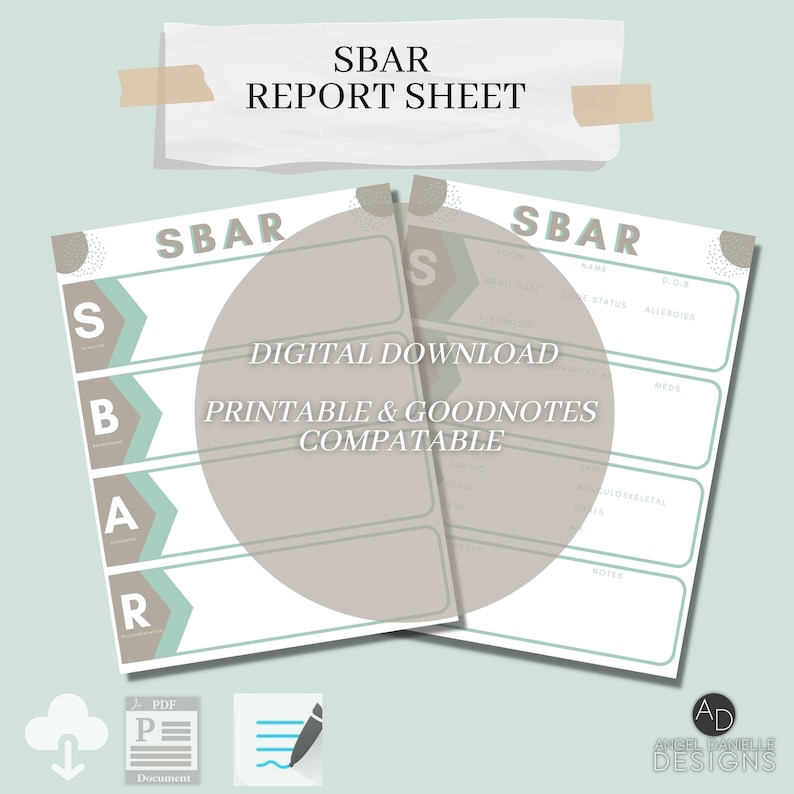 SBAR Report Sheet - Etsy