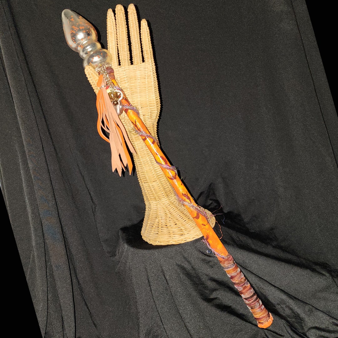 Ceremonial Wand or Scepter With Glass Head and Silk Wrapped Handle - Etsy