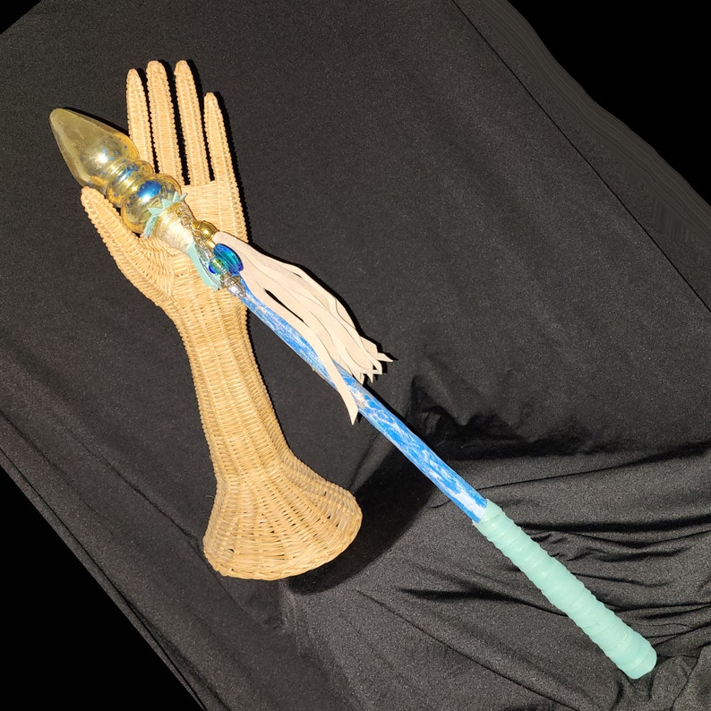 Ceremonial Wand or Scepter With Glass Head and Leather Wrapped Handle ...