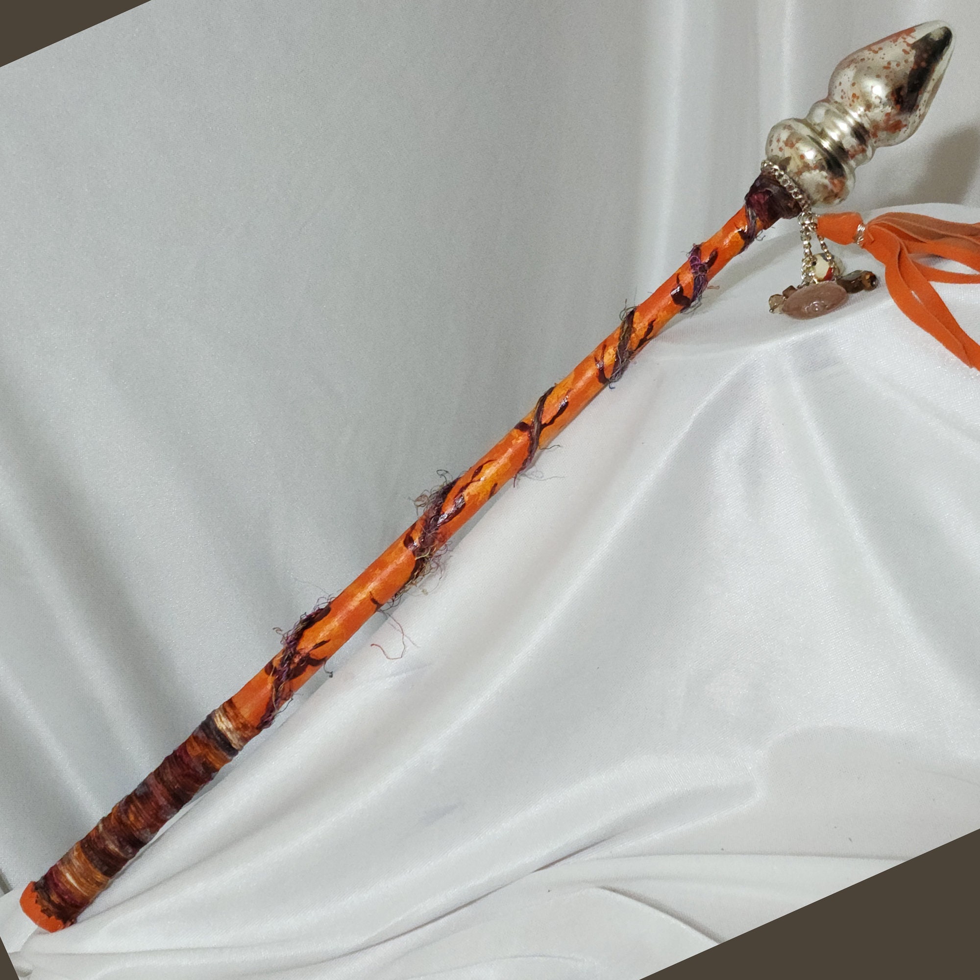 Ceremonial Wand or Scepter With Glass Head and Silk Wrapped Handle - Etsy