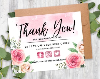 Editable "thank You for Your Purchase" Postcard, Instant Download ...