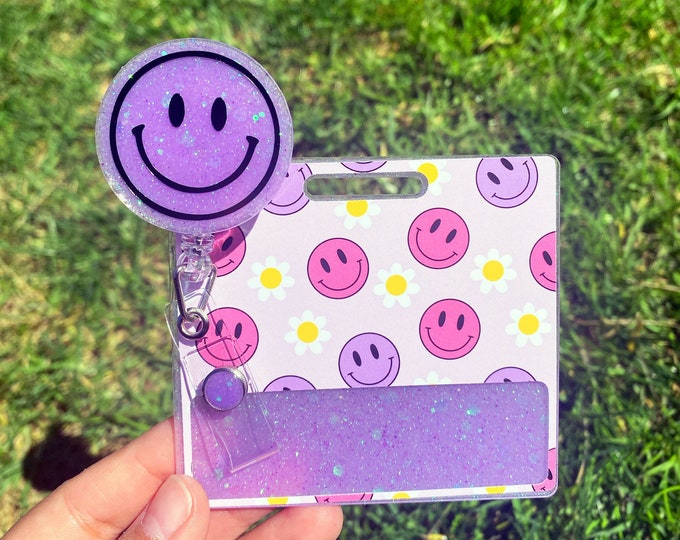 Custom Badge Buddy | Glitter ID Badge | Smiley Badge Buddy - Etsy