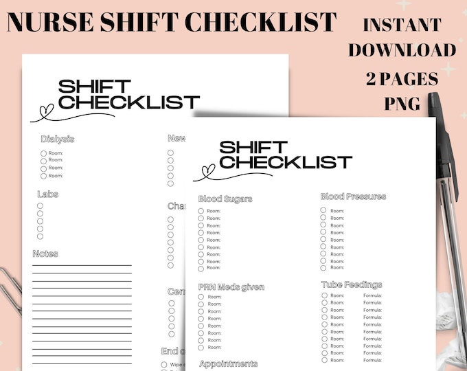 Nurse Shift Checklist for SNF, LTC, SUBACUTE, Shift Organizer - Etsy