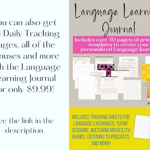 Language Learning Tracker, Daily Planning Pages, Journal Pages ...