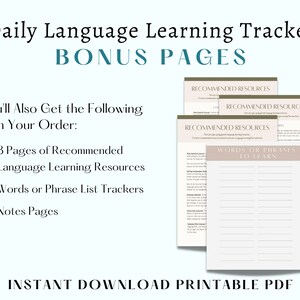 Language Learning Tracker, Daily Planning Pages, Journal Pages ...