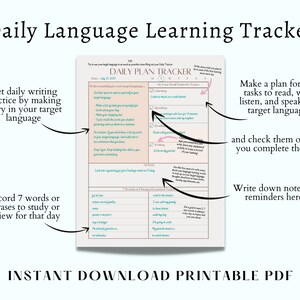 Language Learning Tracker, Daily Planning Pages, Journal Pages ...