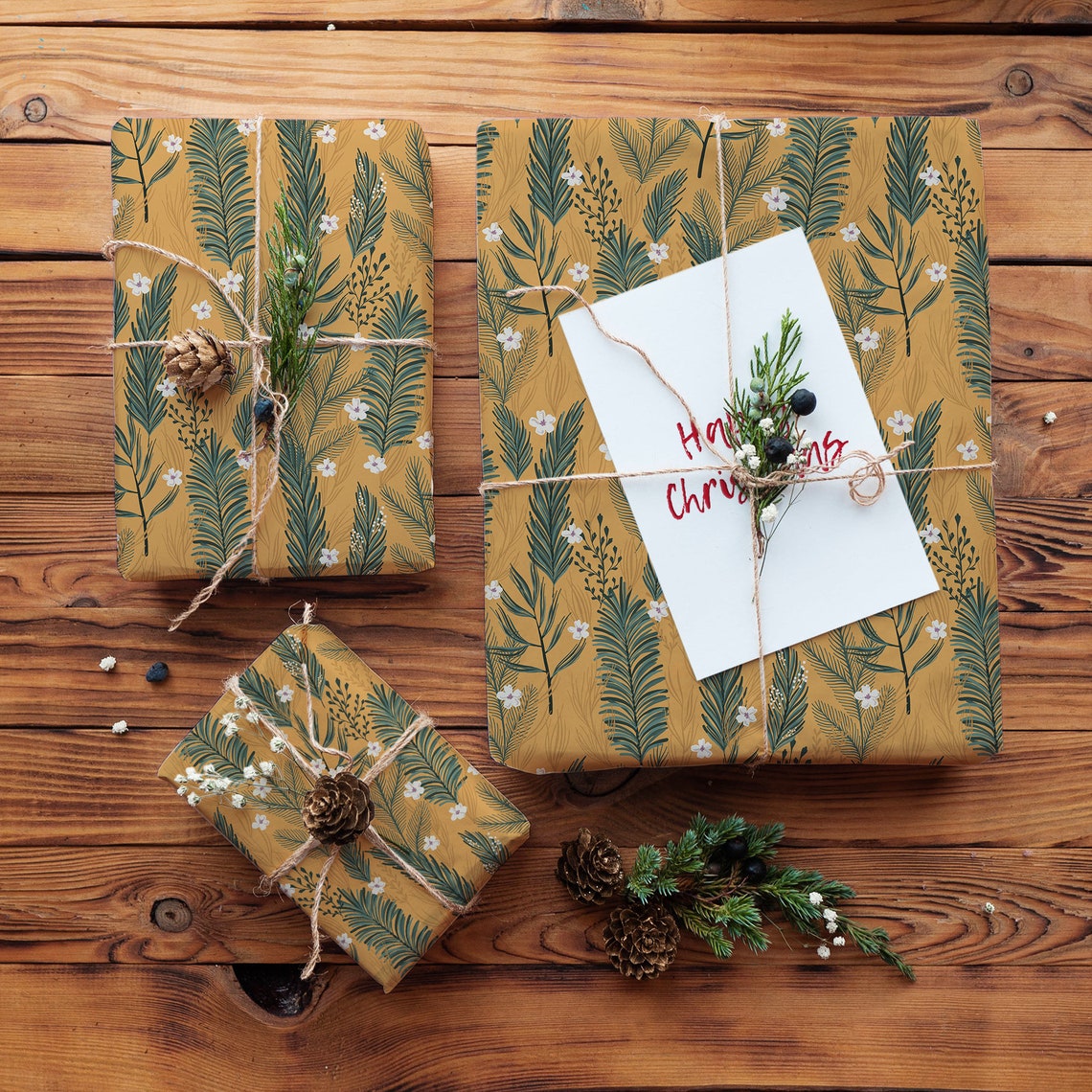 Luxury Christmas Foliage Wrapping Paper - Christmas Wrapping Paper Roll ...