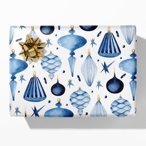 Blue Christmas Bauble Wrapping Paper Christmas Gift Wrap Luxury ...