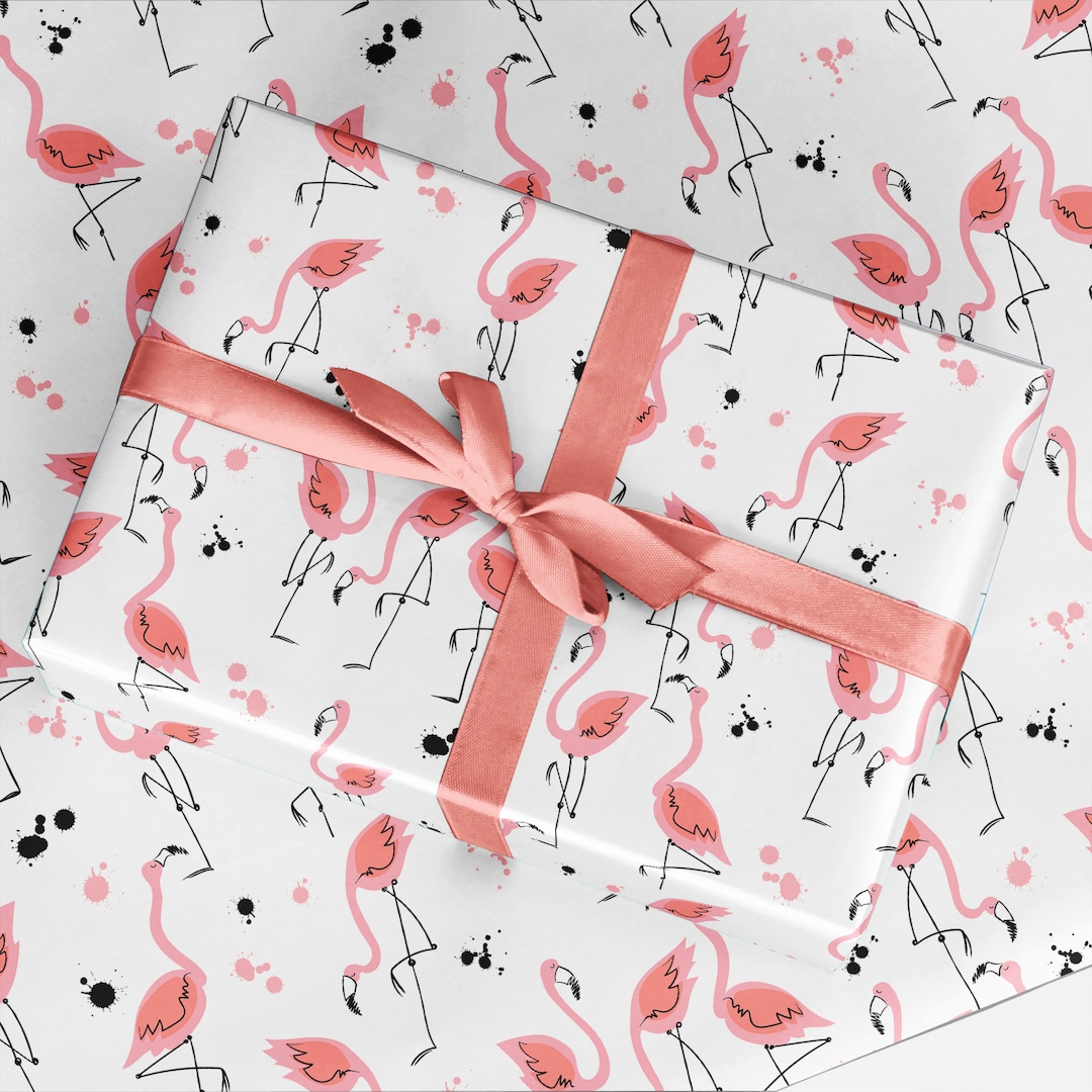 Flamingo Print Gift Wrap: Luxury Birthday Wrapping Paper - Etsy