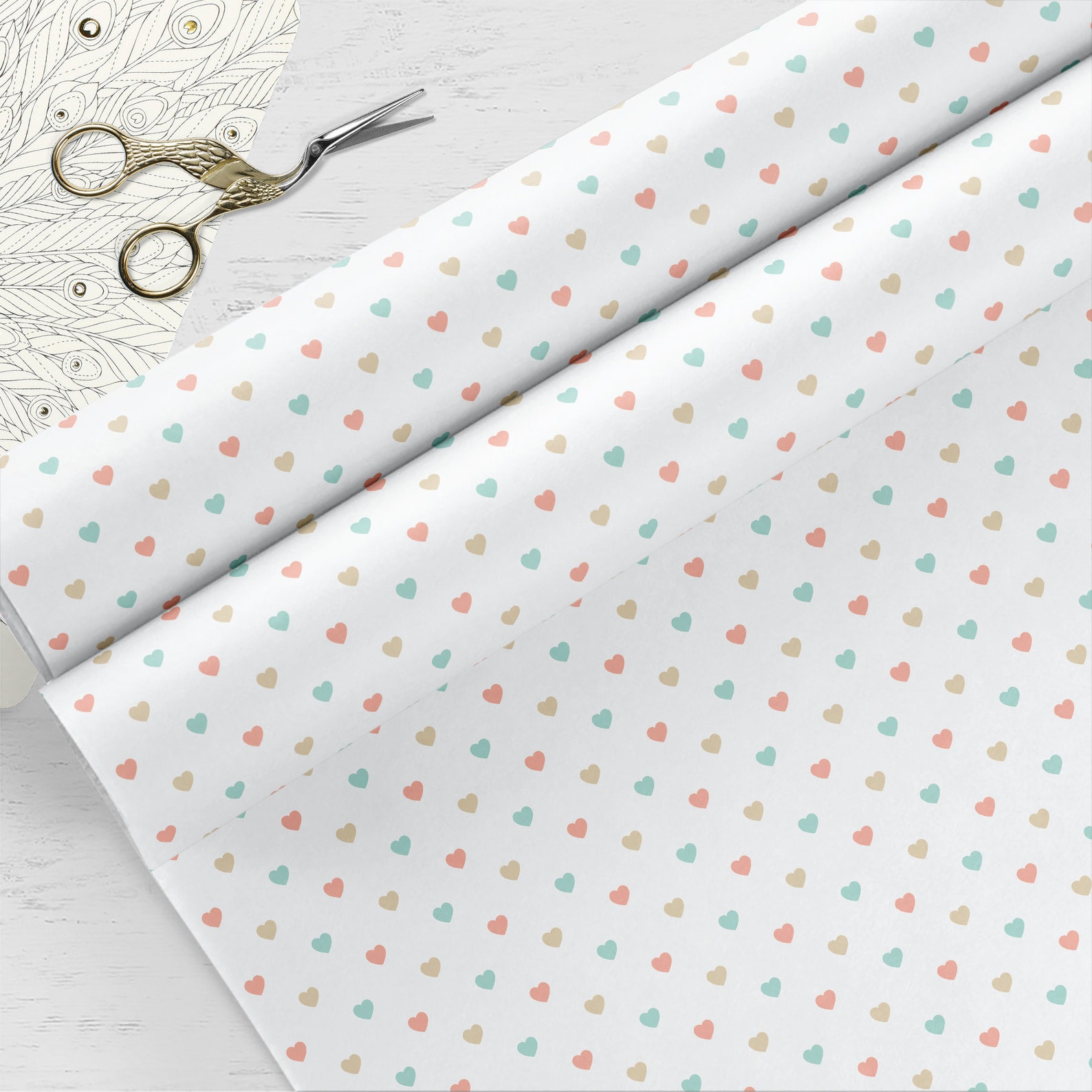 Pastel Hearts Gift Wrap: Luxury Wrapping Paper - Etsy