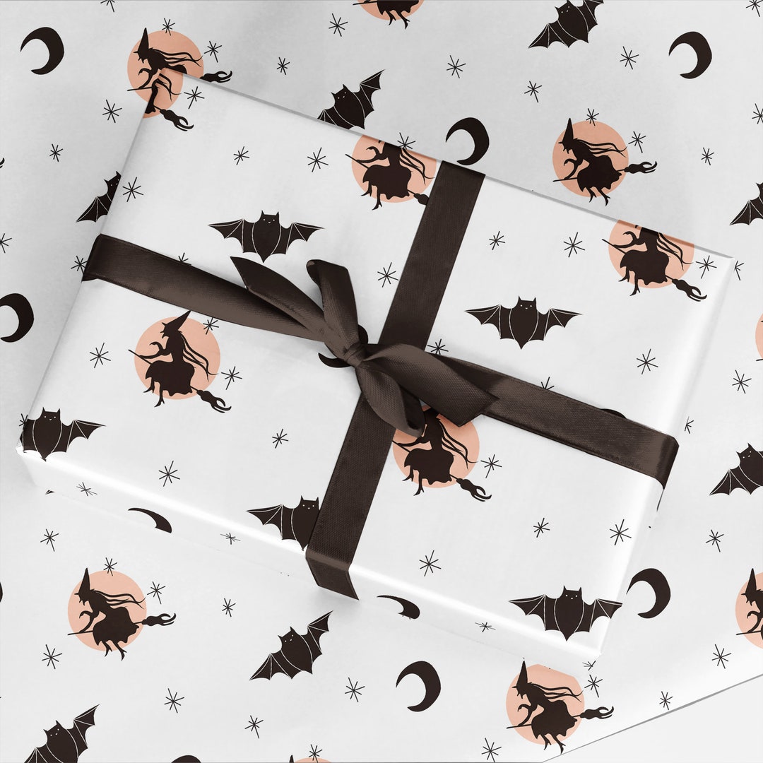 Halloween Witch Wrapping Paper - Luxury Gift Wrap - Black Halloween ...
